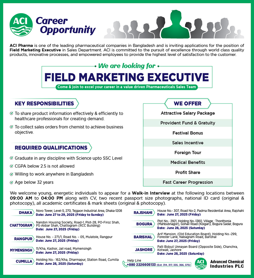 ACI Job Circular 2025 - Career Scholarship