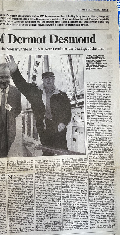 Dermot Desmond Irish Times 10 Dec 1999 | FollowFollow.com