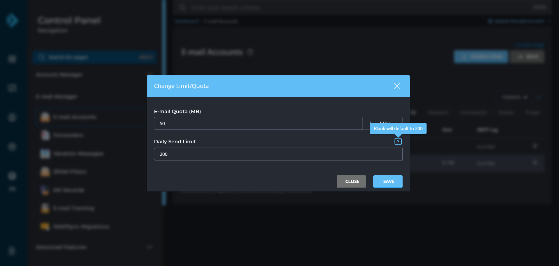 Host Brr Storage Box Daily Email Limit Setting Page — Postimages