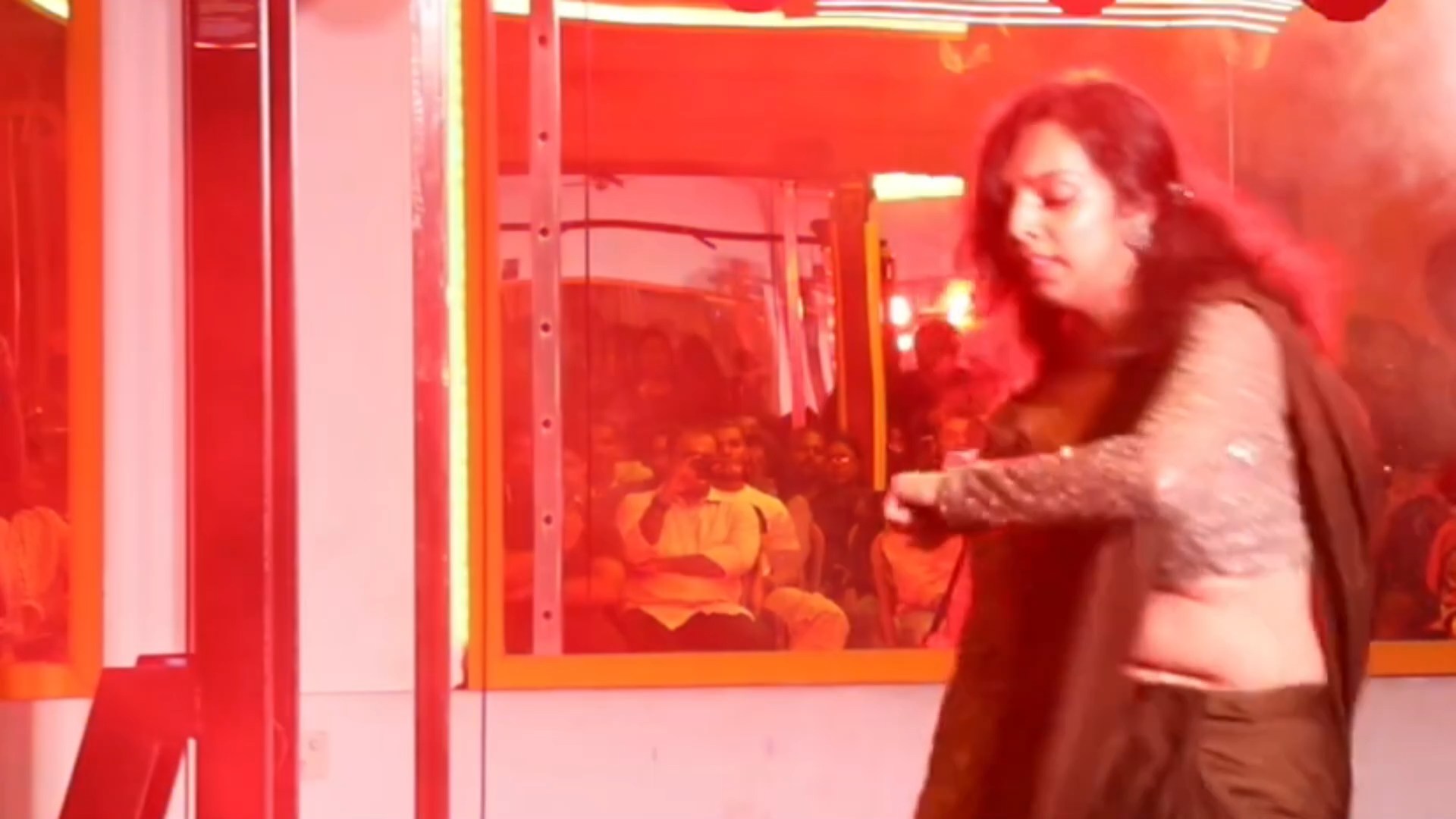 Cute Malayali Girl Open Deep Sexy Navel show in maroon saree while dancing (2) mp4 snapshot 00 ...