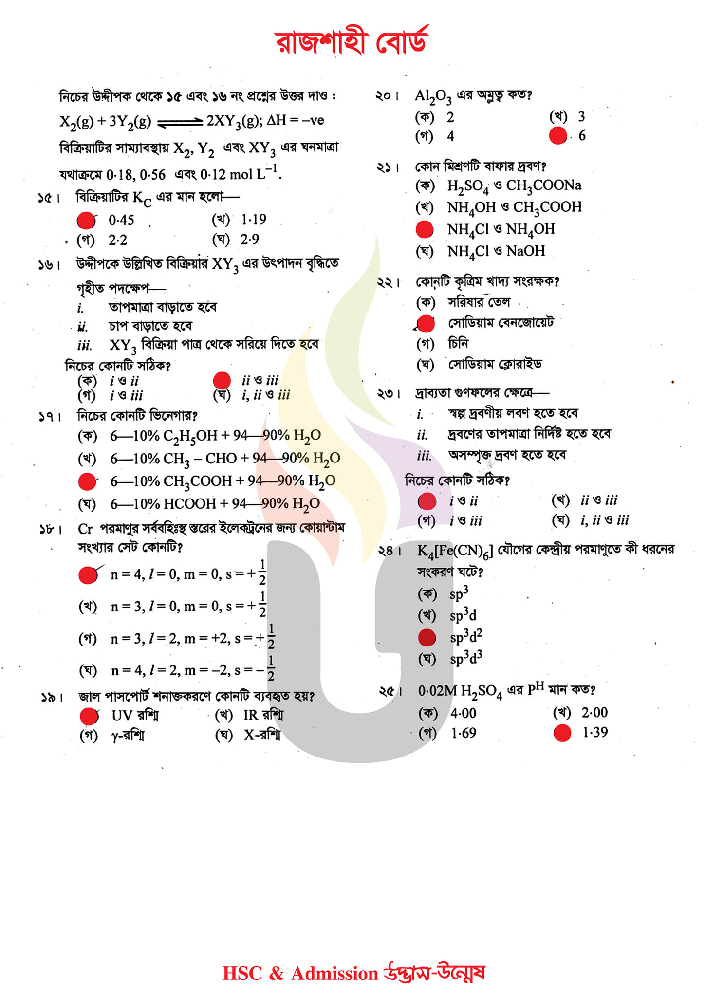 HSC Chemistry 1st Paper MCQ Questions and Answers 2023 PDF Download All ...