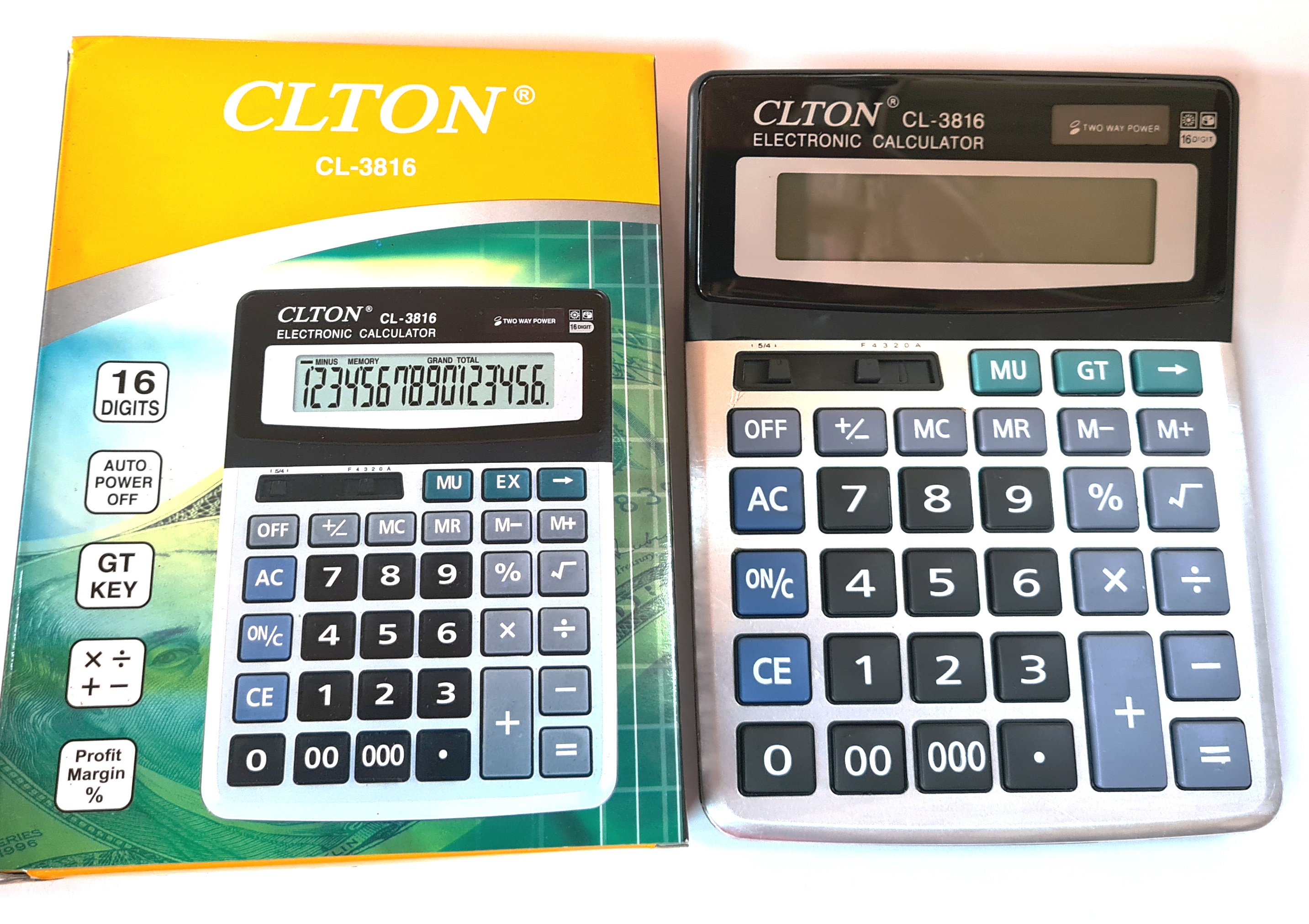 Calculator 16 digits 21x15cm dual power cu ecran inclinat — Postimages