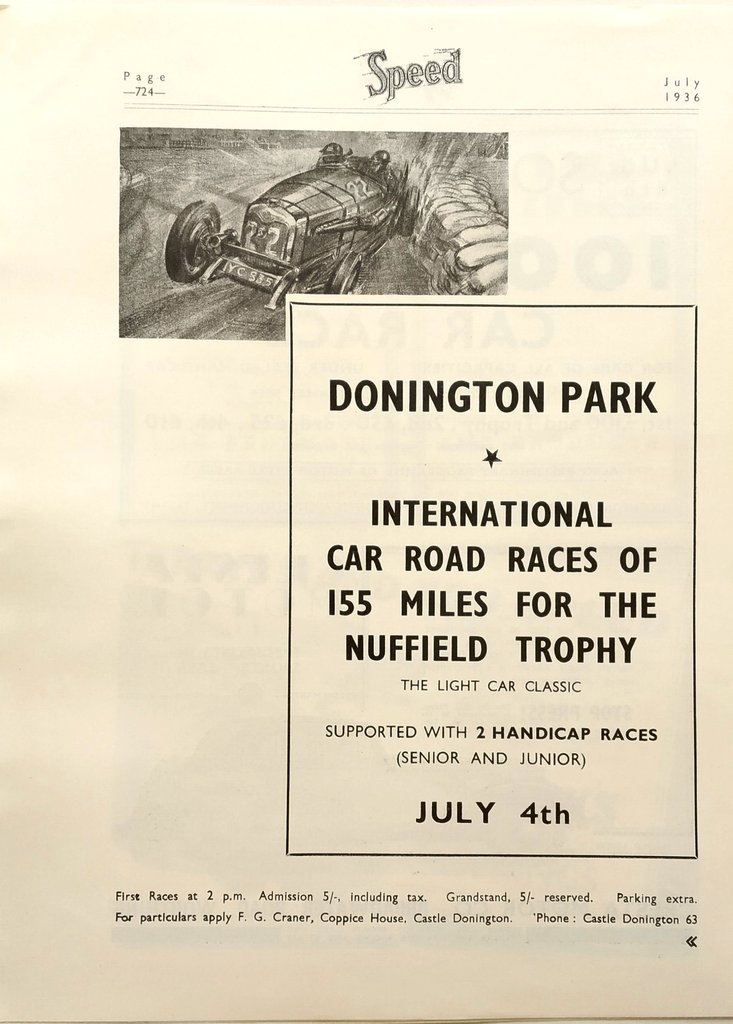 1936 Speed July Donington advert TNF — Postimages