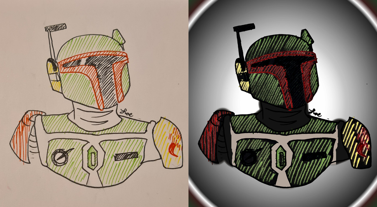 Drew Boba Fett for my partner, his favourite character. Thought it ...