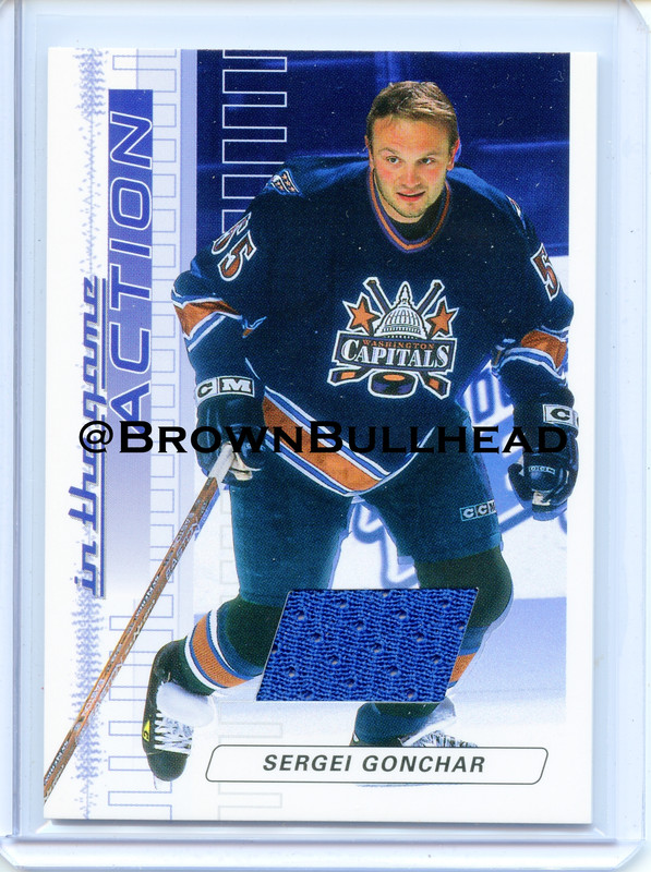 2003 04 ITG Action Jerseys M 107 [ Sergei Gonchar] [ Washington Capitals] [ Sapphire] [ 300 ...