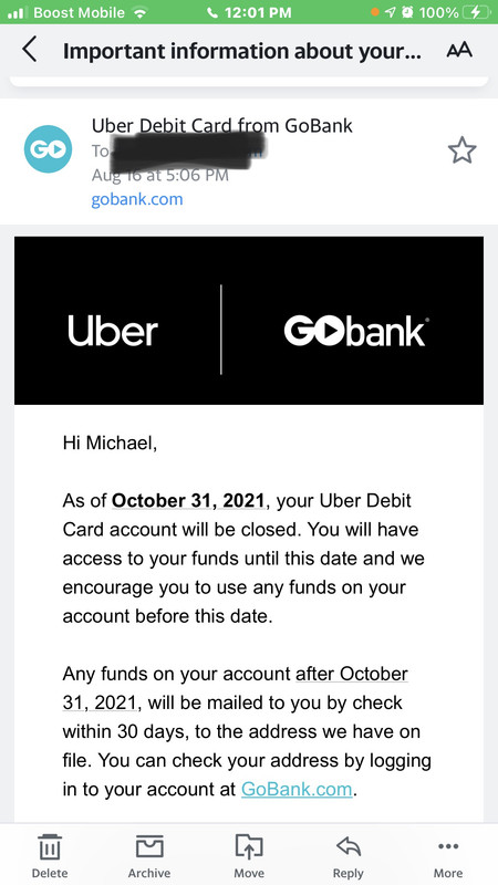 Concerning GoBank Cards : r/uberdrivers