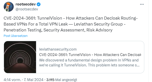 VPN-Leak: TunnelVision über Schwachstelle CVE-2024-3661Borns IT- und ... VPN-Leak: TunnelVision über Schwachstelle CVE-2024-3661Borns IT- und ...