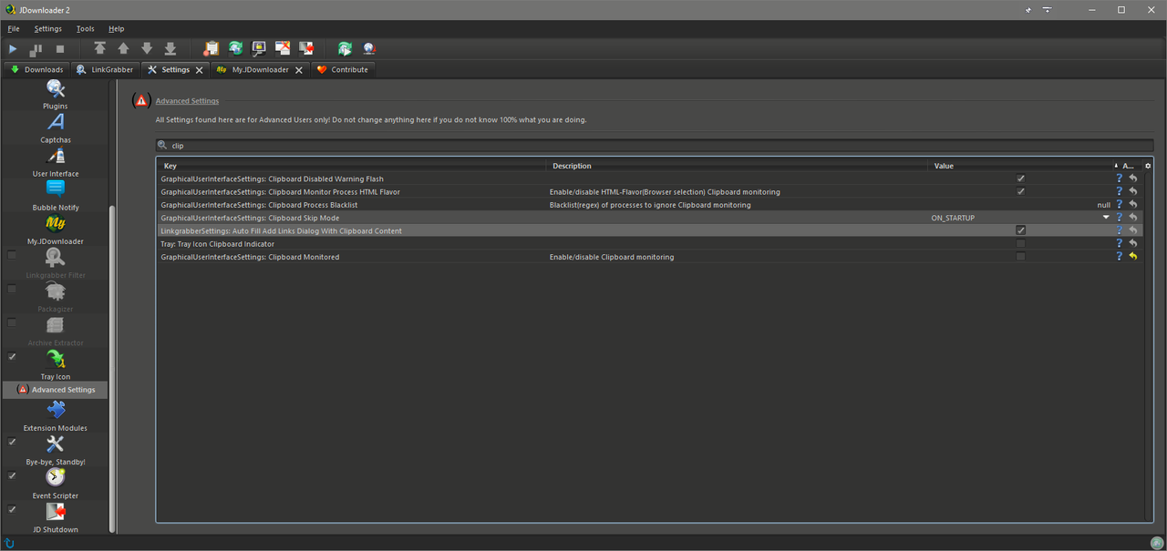 [Solved] JD2 not automatically adding links in clipboard - I changed an option somewhere ...