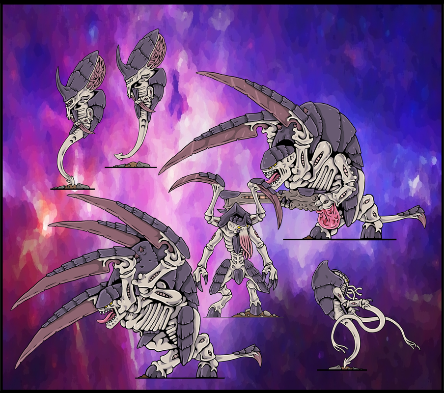 SCI FI TYRANIDS ALIENS WARGAMES 28 MM PAPER MINIS STANDEE — Postimages