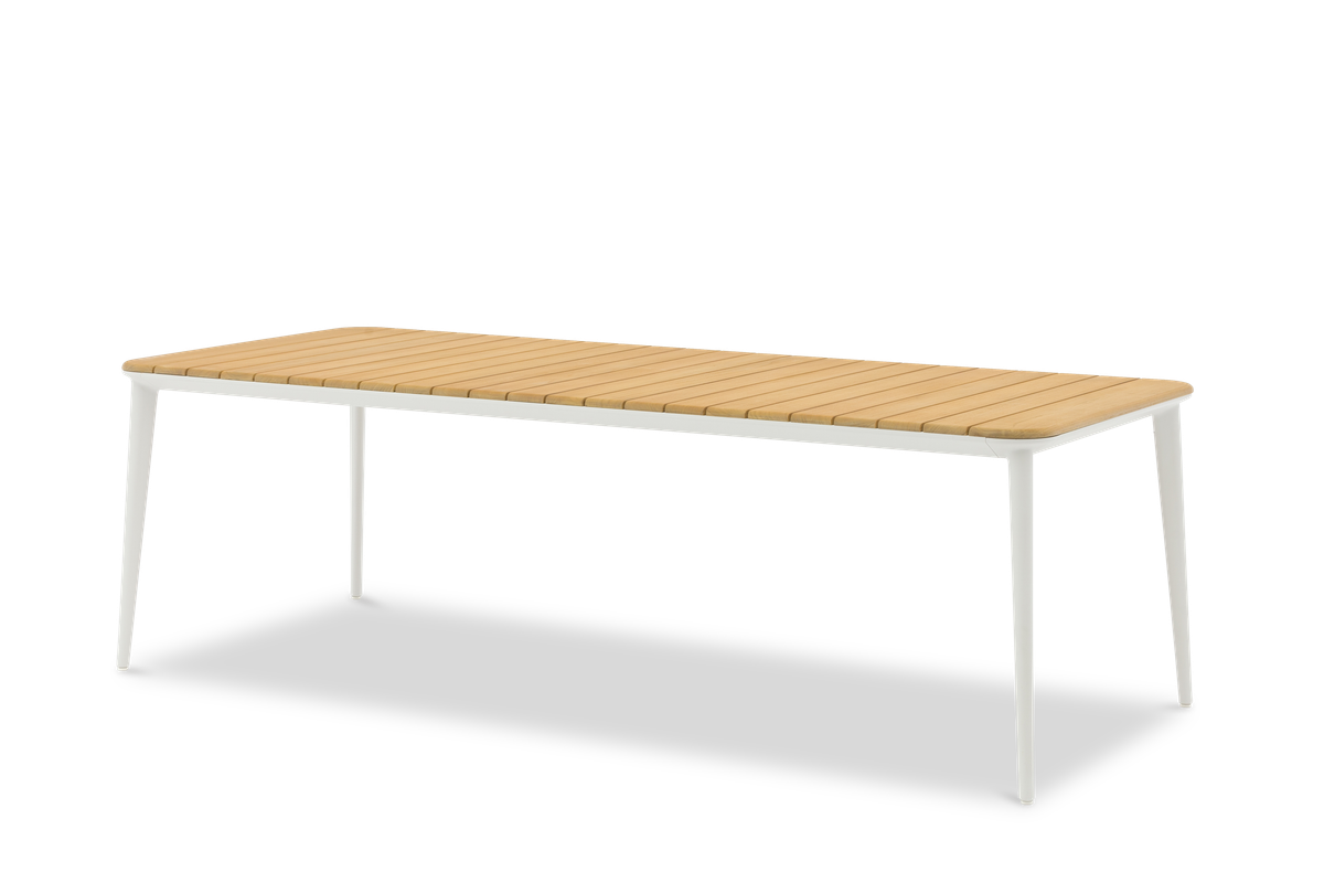 TIMO DINING TABLE TEAK TOP 2 4 M WHITE FRAME 3 — Postimages