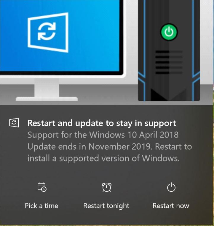 So, this just happened. Windows 10 update notification of end of ...