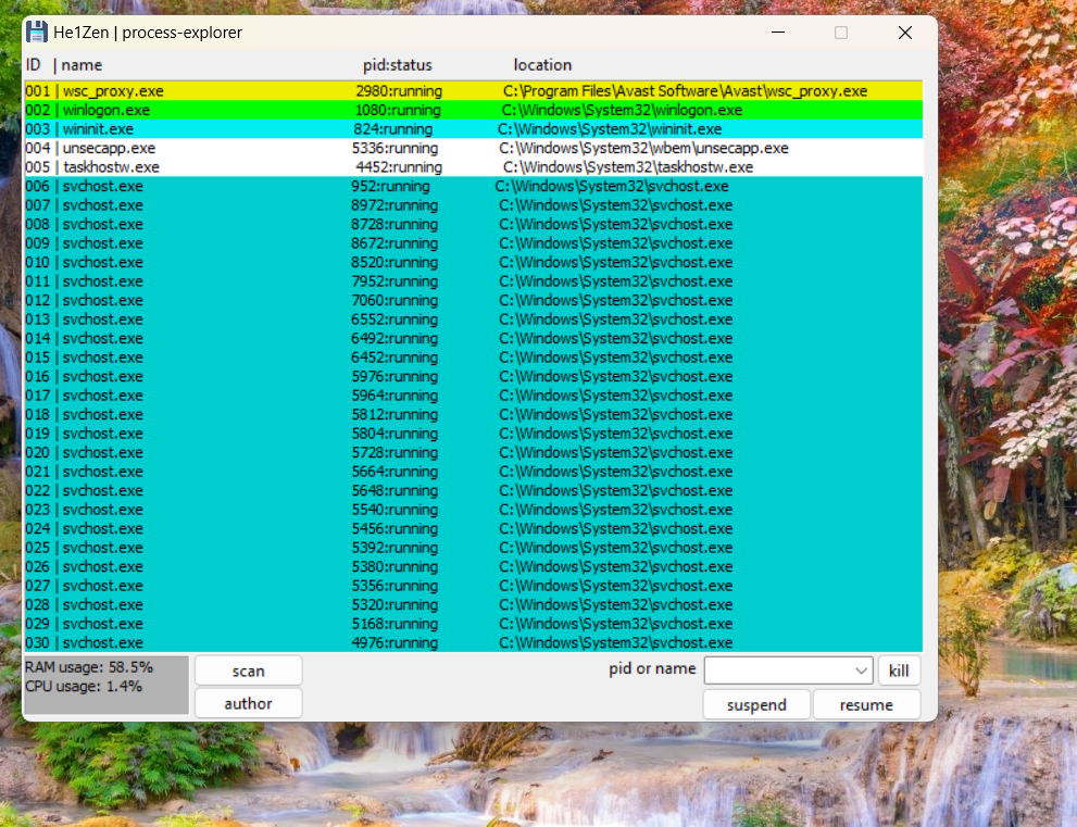 윈도우 포럼 - 자 료 실 - Simple-Process-Explorer - 작업 관리자 및 파일 관리자