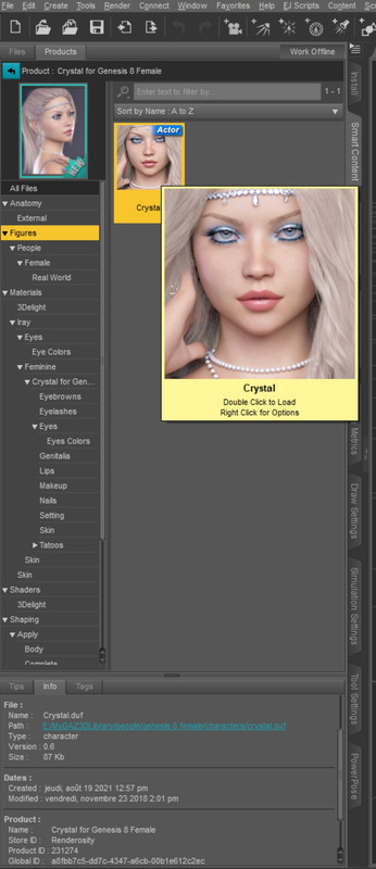 *CUSTOM* Renderosity Crystal For Genesis8 Female - Free Daz 3D Models