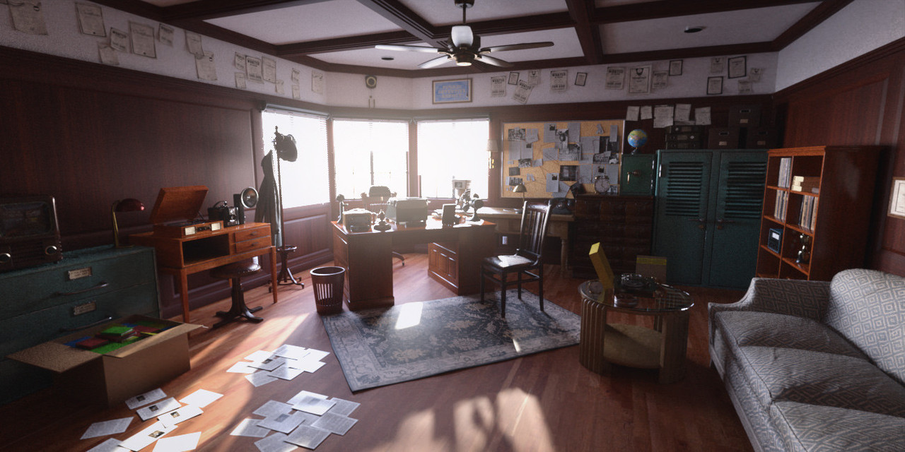 Hot HDRI Sets - Detective Office - Free Daz 3D Models