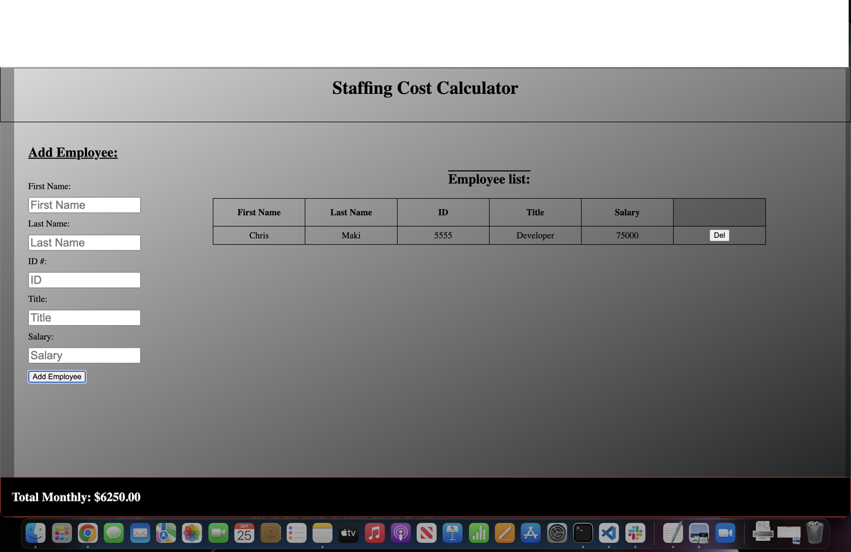 GitHub - SirChristianWilliam/weekend-jquery-salary-calculator: Friday Sep 23, week 6 weekend project