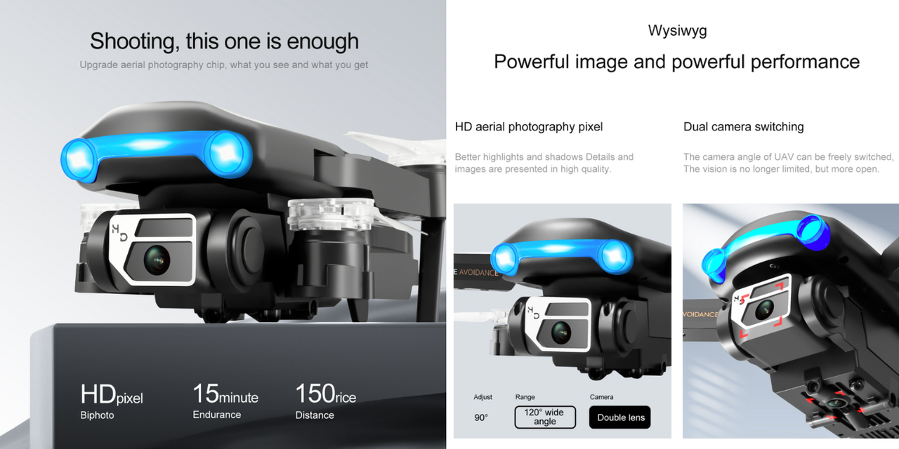 Mini Drona Pliabila cu 2 Camere Video FPV 1080P 4K HD ESL by Essential ...