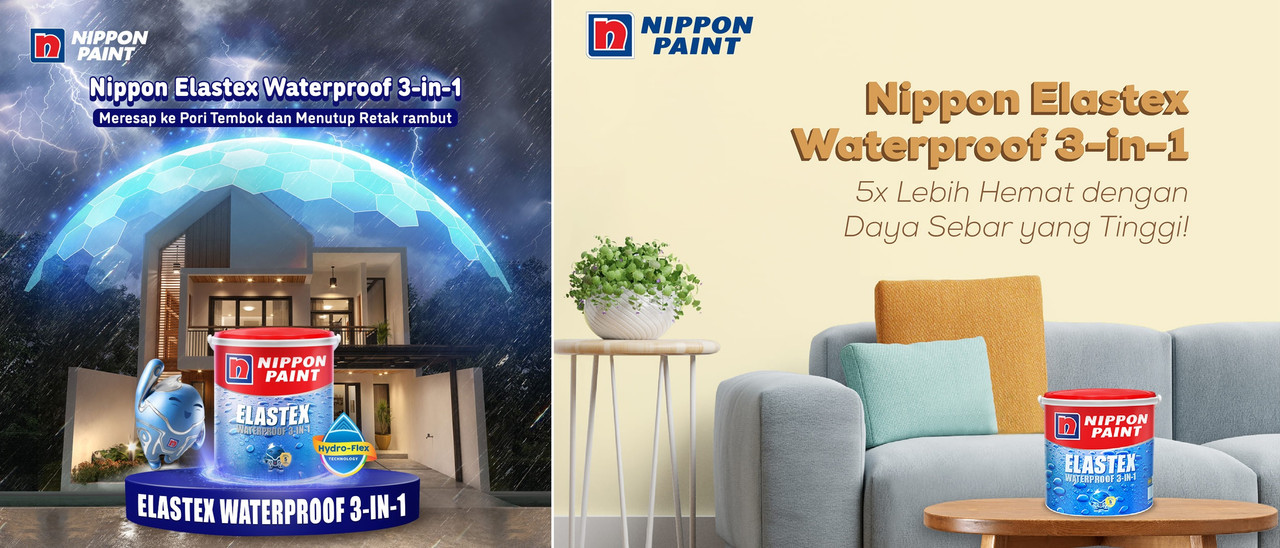 Promo NIPPON PAINT ELASTEX WATERPROOF 3-in-1 [4Kg] Putih Diskon 16% di ...