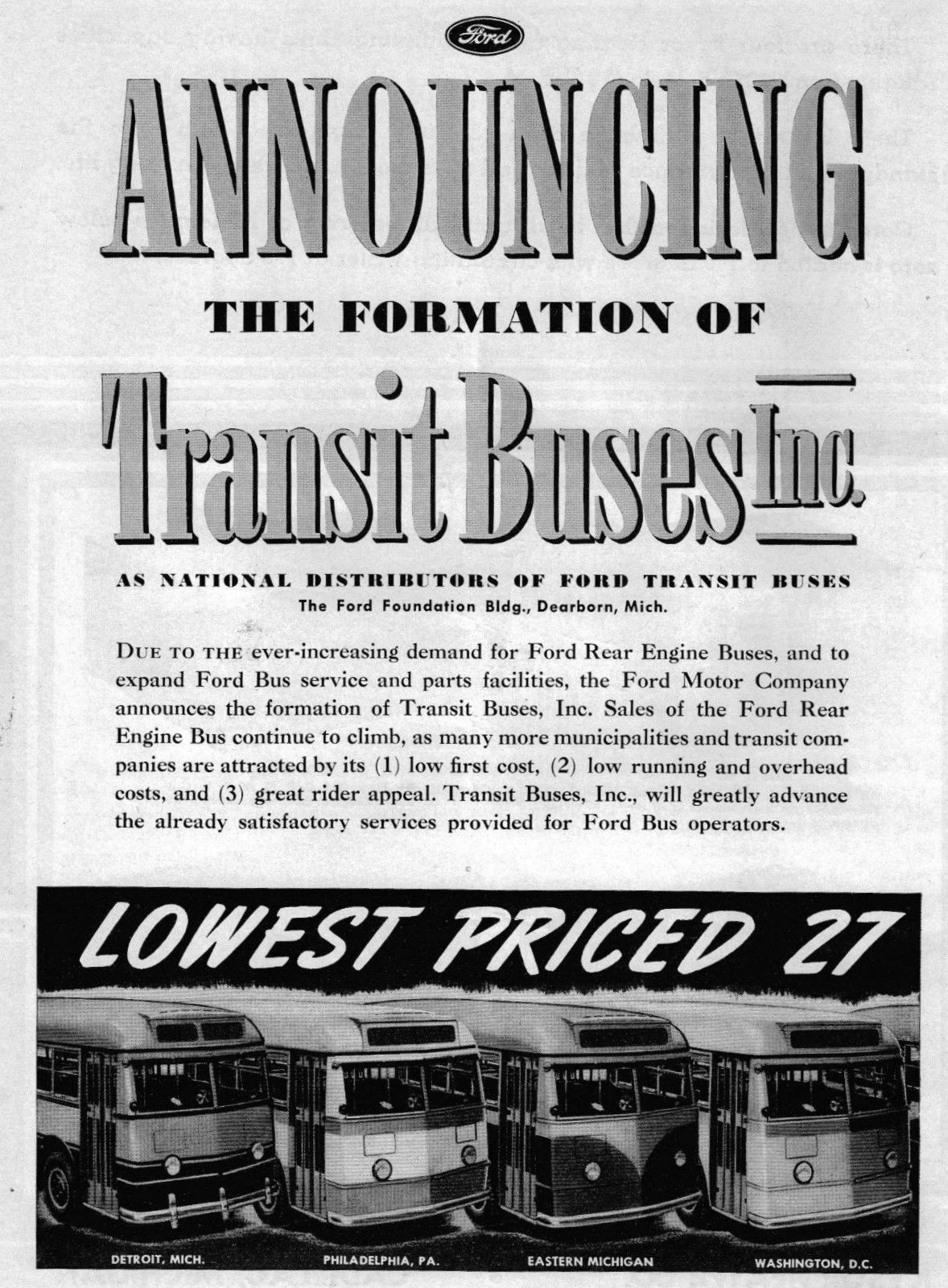 Transit Buses ( Ford) '41 Announcing 1 — Postimages