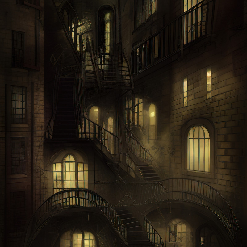 22 a dark city at night buildings of old bricks city sat on channel of ...