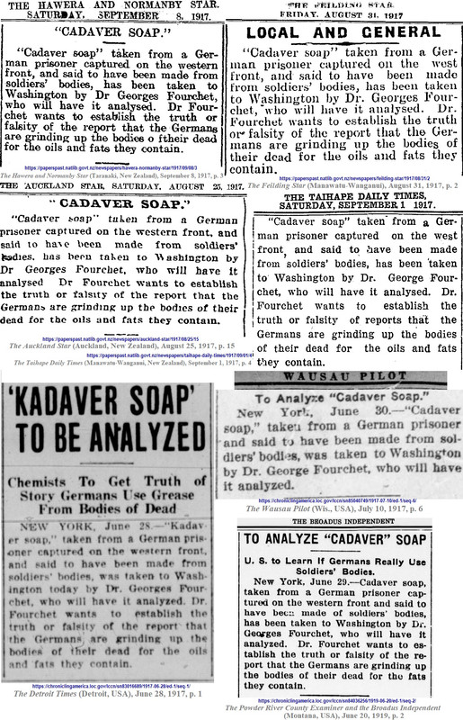 WW1 Various newspapers June September 1917 Corpse Factory Story Cadaver ...