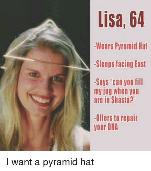lisa 64 wears pyramid hat sleeps facing east says can 14977239 — Postimages