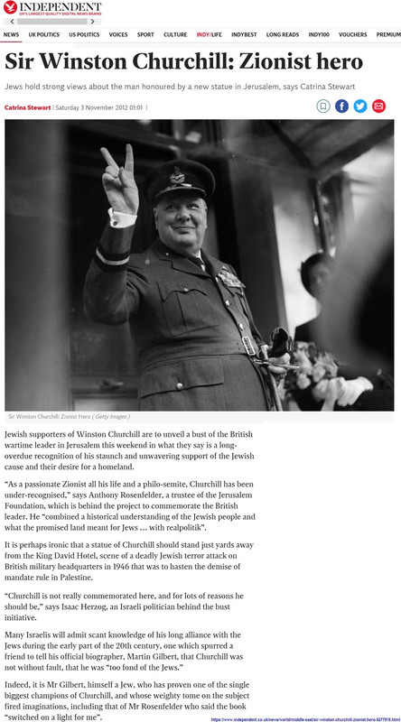 Zionism The Independent November 2012 Winston Churchill Zionist Hero