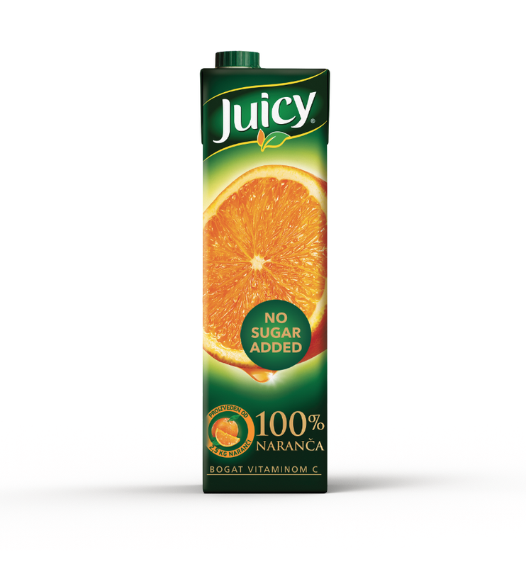 Packshot Juicy 100 Orange 1 l — Postimages
