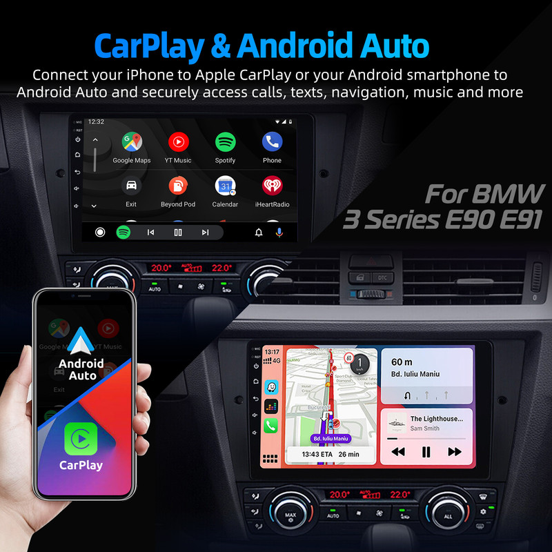 Autoradio Android 15 pour BMW E90 E91 E92 (2005-2012) avec CarPlay, RDS ...