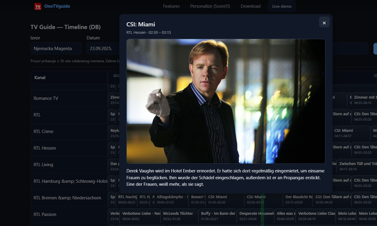 INFO - OneTVGuide — Free Global TV Guide (83 countries, 100+ sources) | Apps 'n' Scripts
