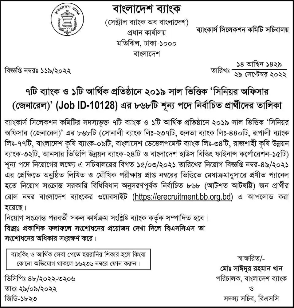 Bangladesh Bank Job Circular 2022- bb.org.bd Apply online