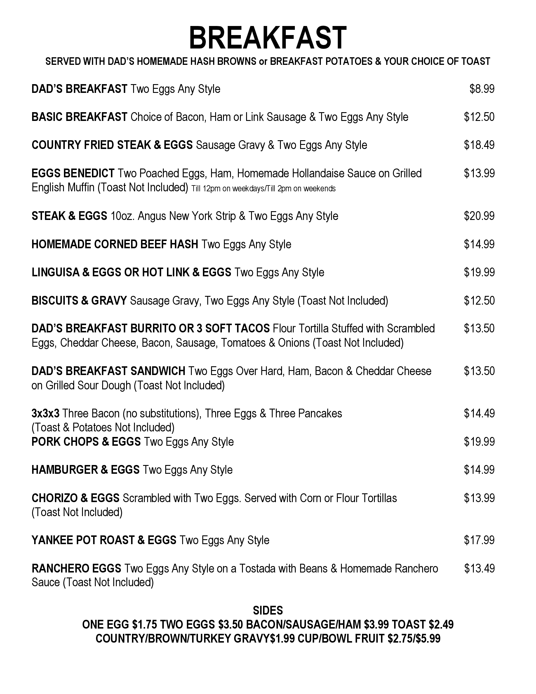 Dad's Cafe Menu start 12 30 23 — Postimages