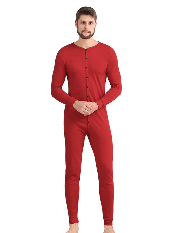 Union Suits Henley Onesies Basisschicht aus Baumwolle für Paare, Thermo ...