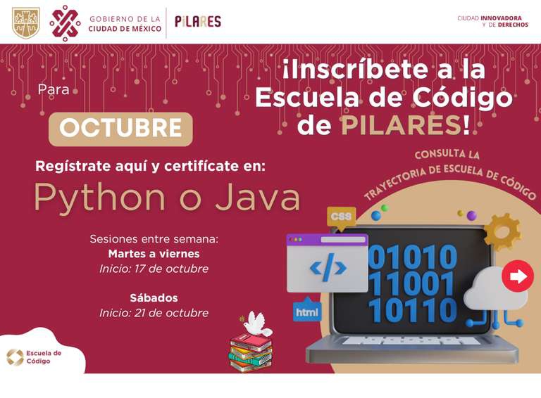 Pilares CDMX: Certifícate GRATIS en Python o Java