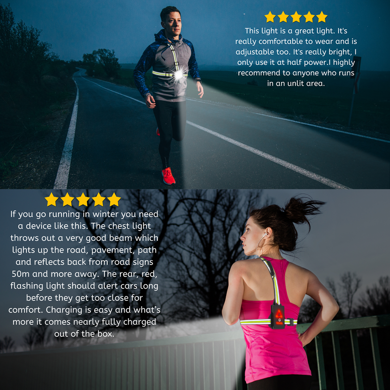 Running Light for Runners Chest LED Lamp Reflective Band Jogging USB ...