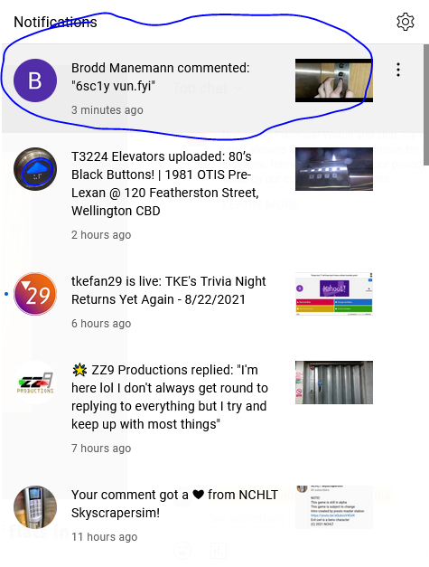 Crazy YouTube kids/bots accounts spamming "sdjidjdisff" comments on lift/elevator filmers' videos?!
