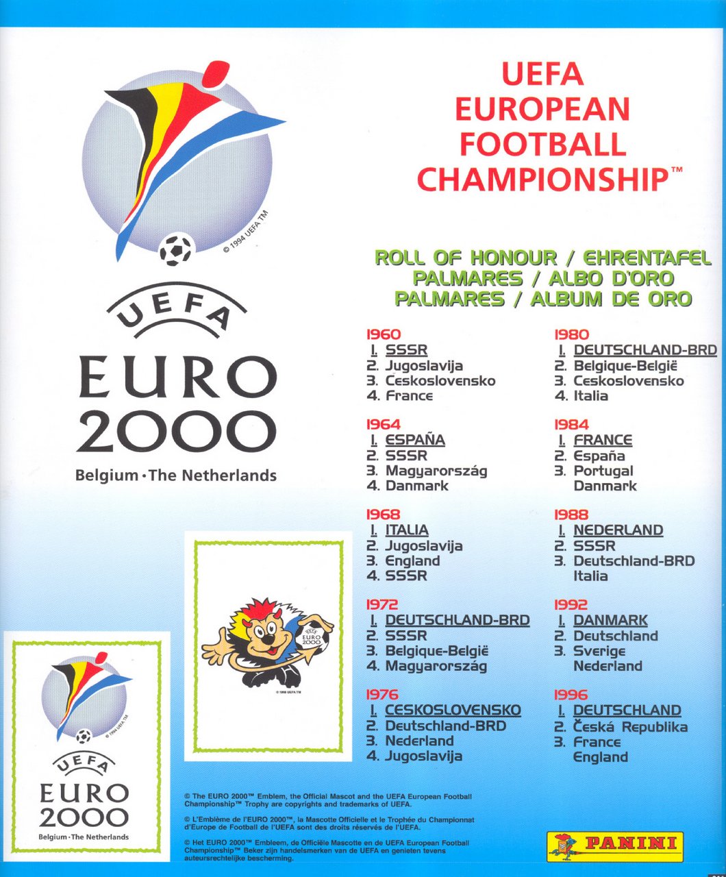 Panini UEFA Euro 2000 02 — Postimages
