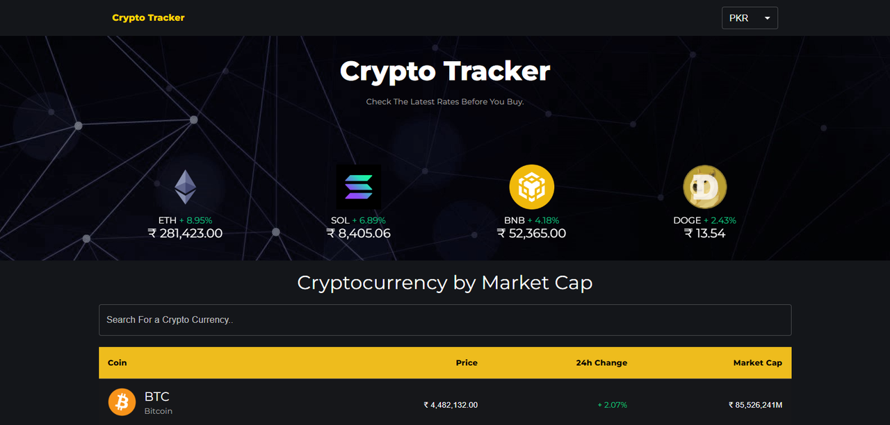 GitHub - SyedFaraz-hub/Crypto-Tracker-React: Crypto Tracker is API based web application. which ...