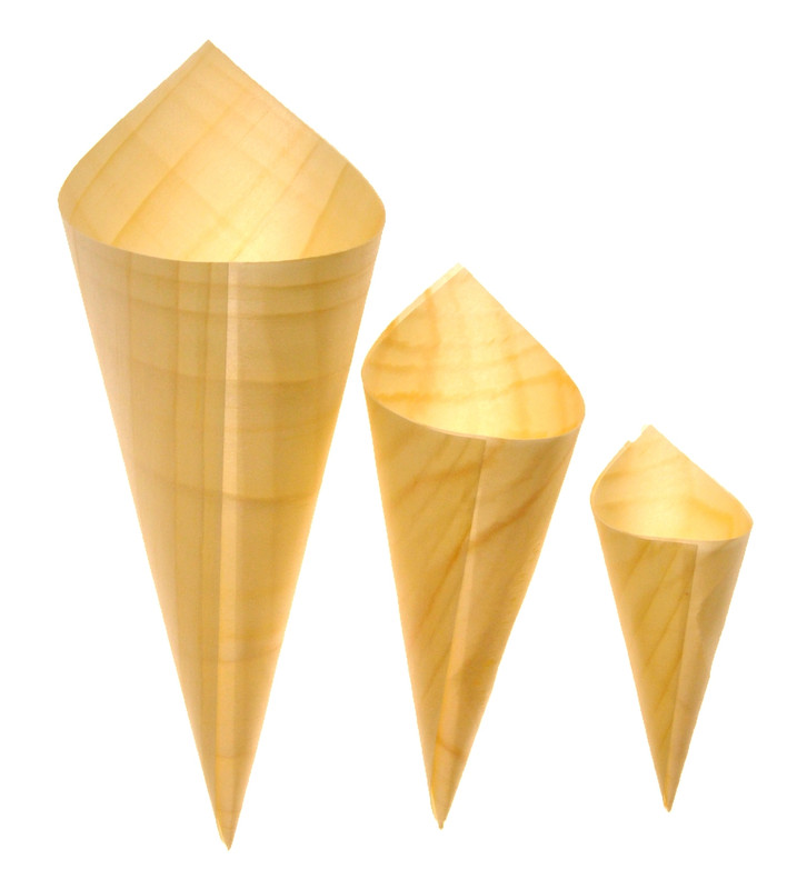 Natural Pine Wood Serving Cones Disposable Compostable Bamboo Food ...