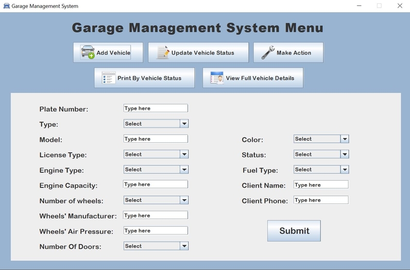 GitHub - InbarAl189/Garage-Management-System: Desktop Application, as part of a software ...