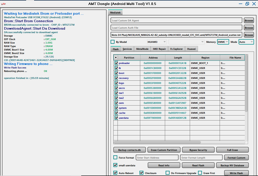 Moto e4 plus hang on logo flash success by amt 1.0.5 beta test - GSM-Forum