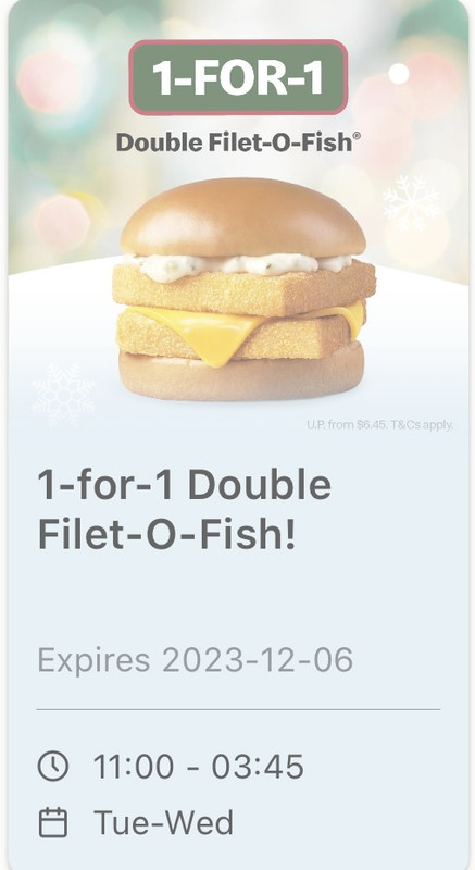[gpgt] 1 For 1 Double Filet Burger For Tuesday And Wednesday Kym