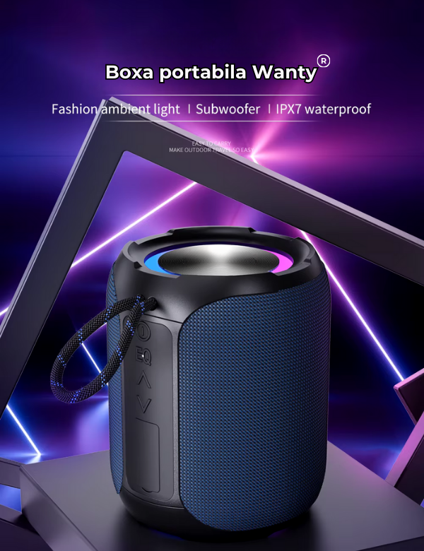 Boxa portabila Pro Wanty®, Deep Bass, Lumini RGB, Putere 40W, Baterie ...