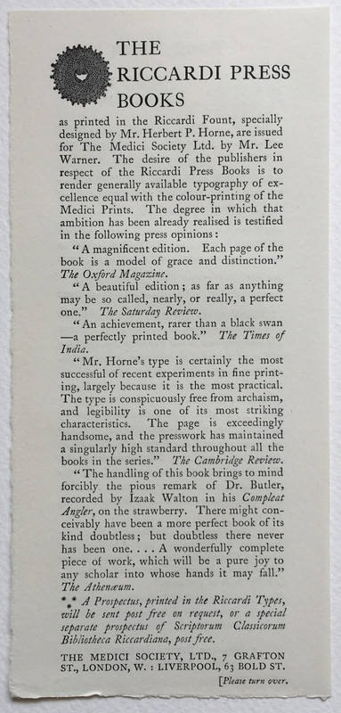 Some Riccardi press ephemera | Fine Press Forum | LibraryThing