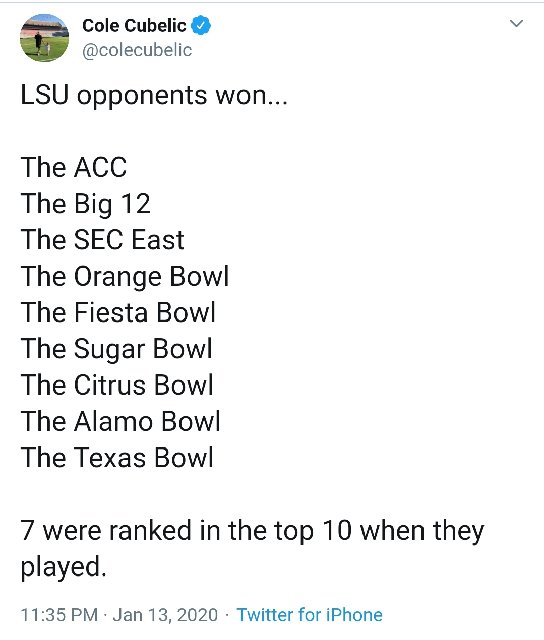 Cole Cubelic tweets on LSU's season | Tiger Rant