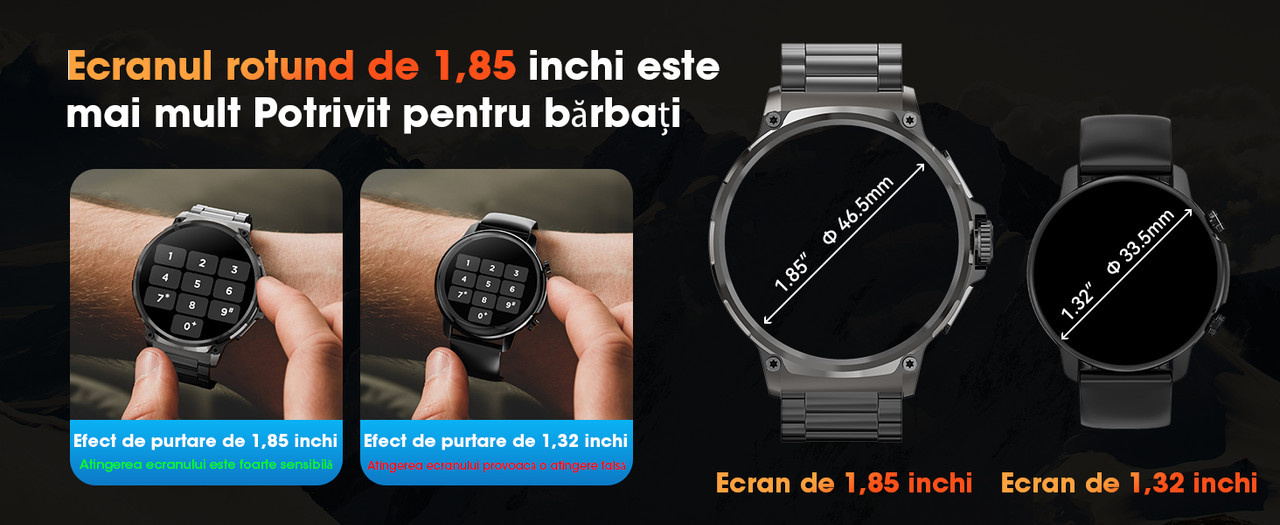 Ceas Smartwatch, Mingtawn, Model V69, Ecran de 1,85 inch, Apeluri ...