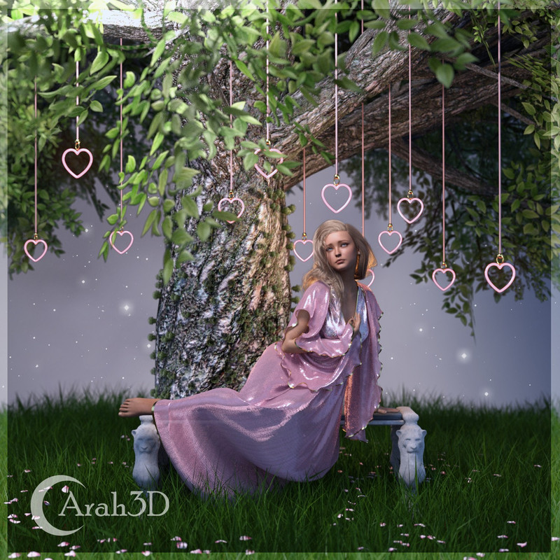 Arah3D Hanging Hearts For Dazstudio - Free Daz 3D Models