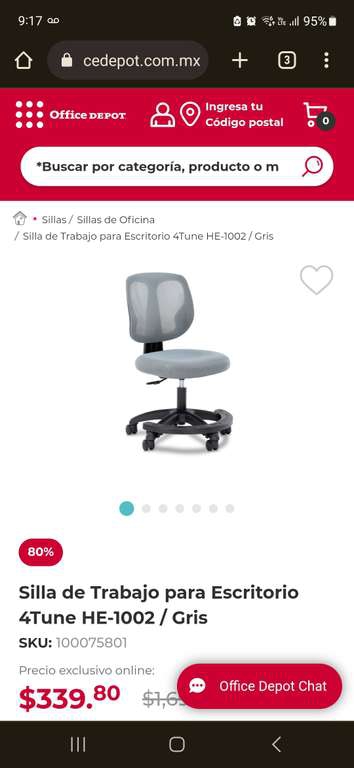 Office Depot: Silla de Trabajo para Escritorio 4Tune HE-1002 / Gris Office Depot: Silla de Trabajo para Escritorio 4Tune HE-1002 / Gris
