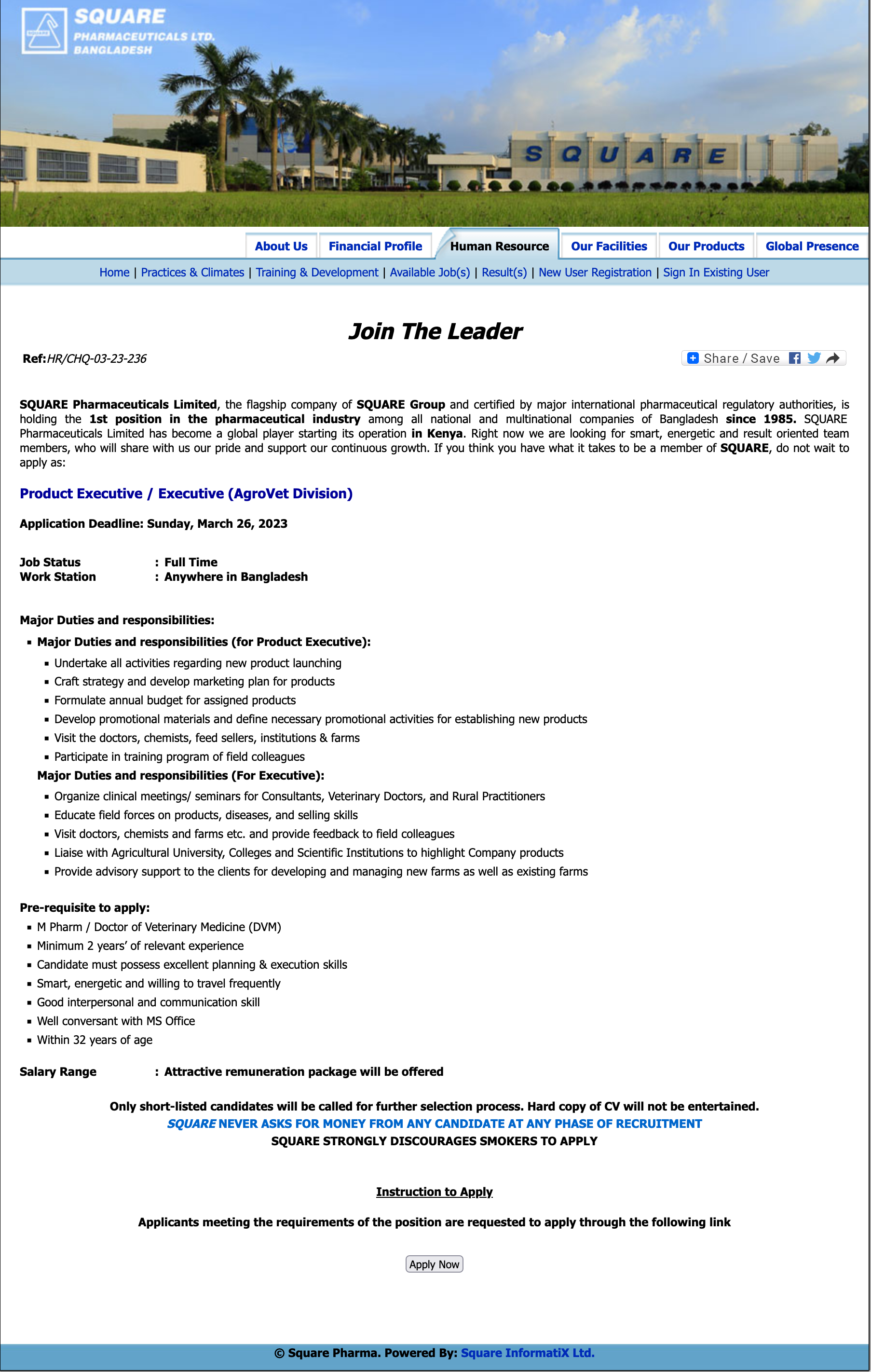 Square Pharmaceuticals Job Circular 2023 - BD JOB Circulars 24 Square Pharmaceuticals Job Circular 2023 - BD JOB Circulars 24