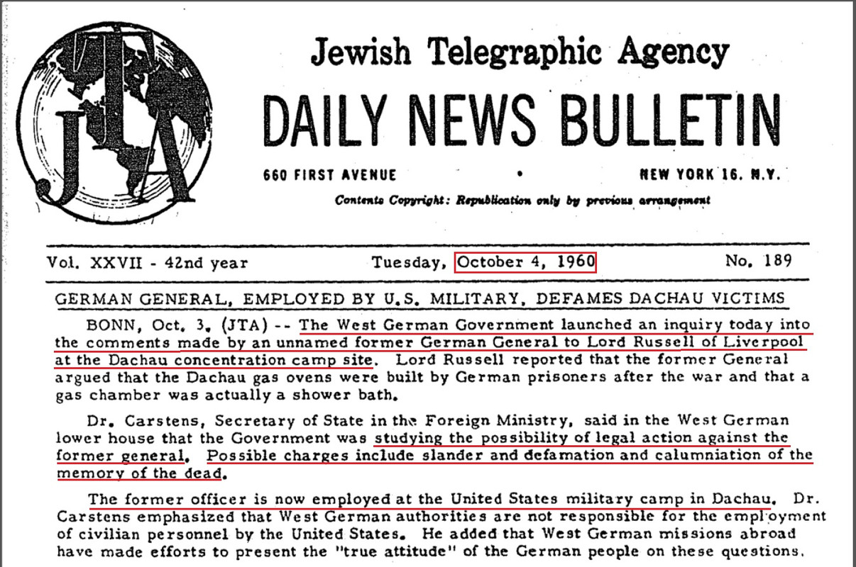 Dachau JTA October 1960 German general den — Postimages