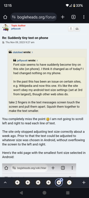 Suddenly tiny text on phone - Bogleheads.org